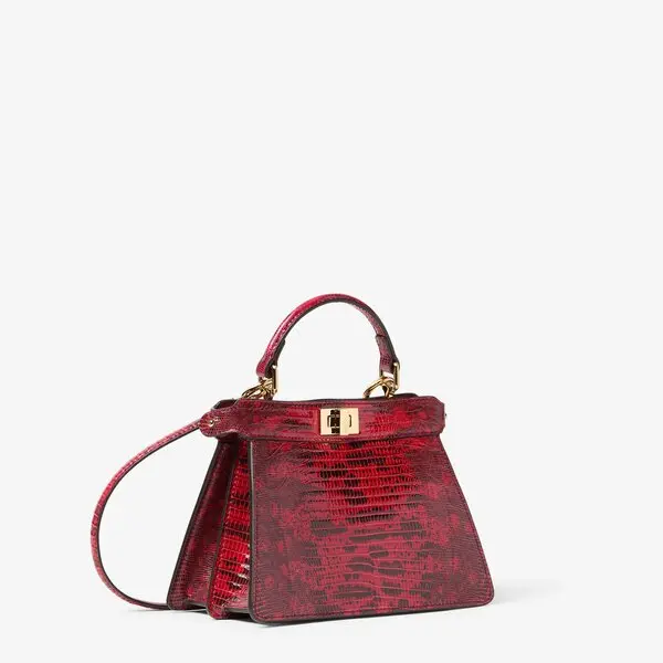 Fendi Peekaboo Iseeu Petite Dark Red Lizard Leather Bag
